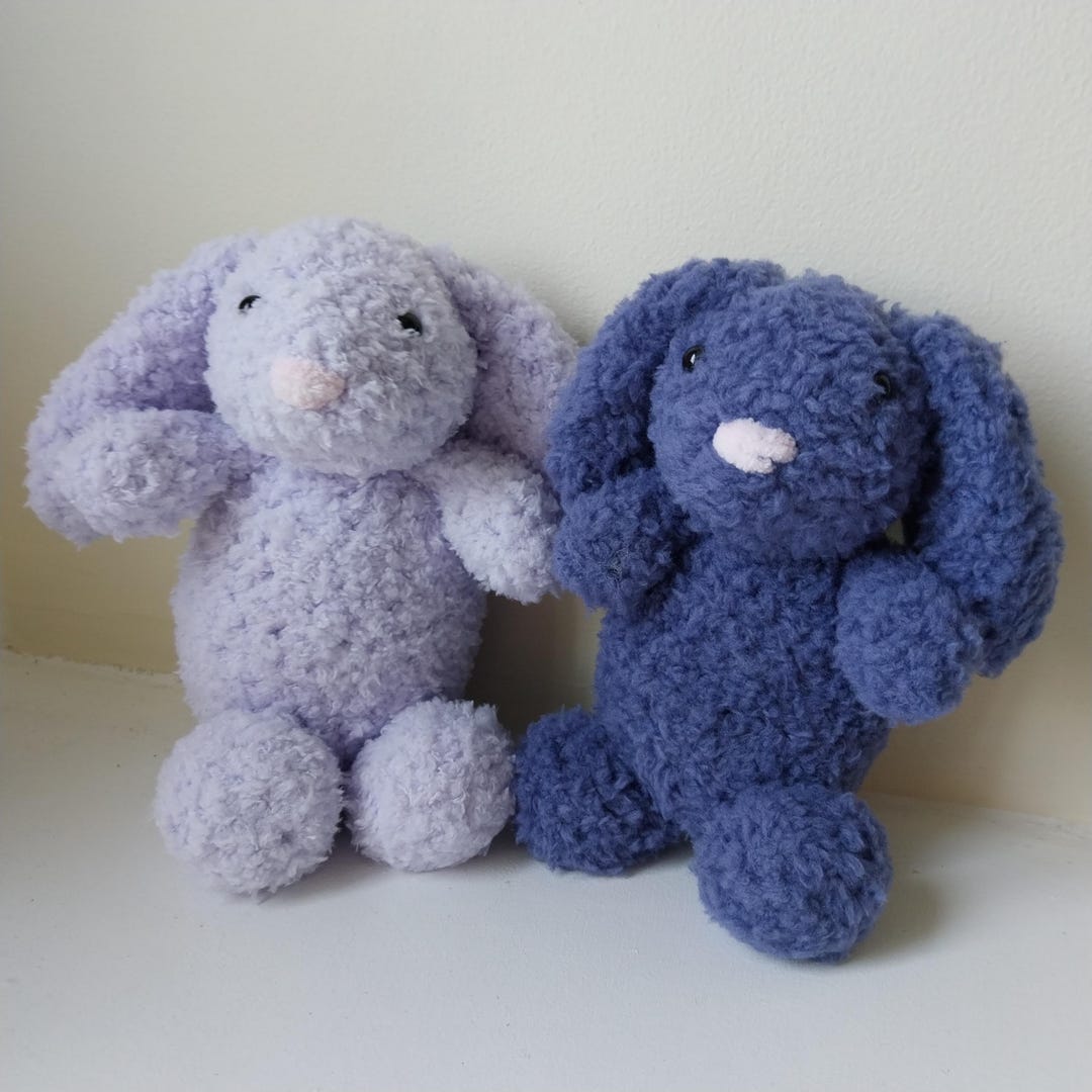 Fluffy Bunny Plushies, Crochet Pastel Fuzzy Soft Rabbit Toys, Blue and ...