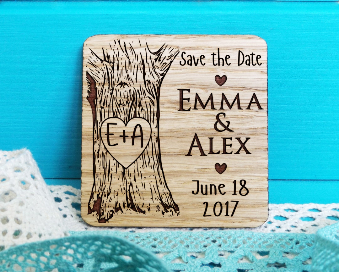 Personalized Save the Date - Oak Tree Initials Save the Date - Save the ...