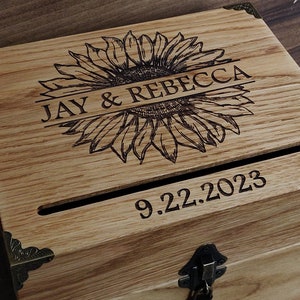 Sunflower Card Box Wedding , Rustic Wood Card Box, Large Card Box ...