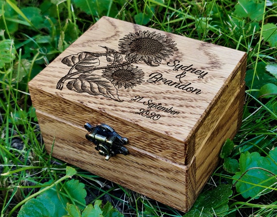 Sunflower Ring Box Sunflower Wedding Rustic Wedding | Etsy