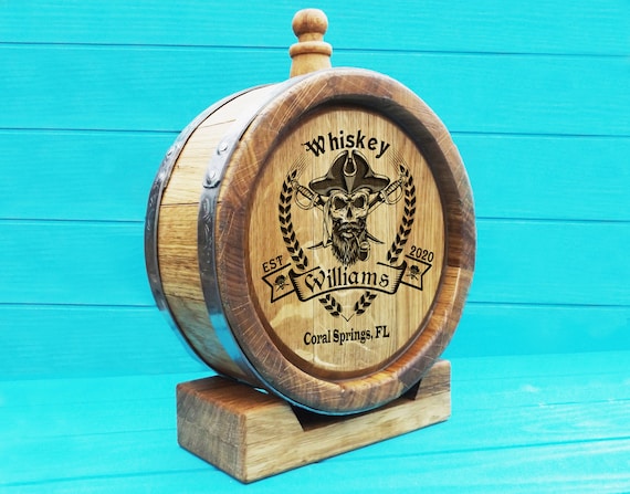 Pirate engraved barrel Rum barrel Whiskey BarrelWhite oak | Etsy