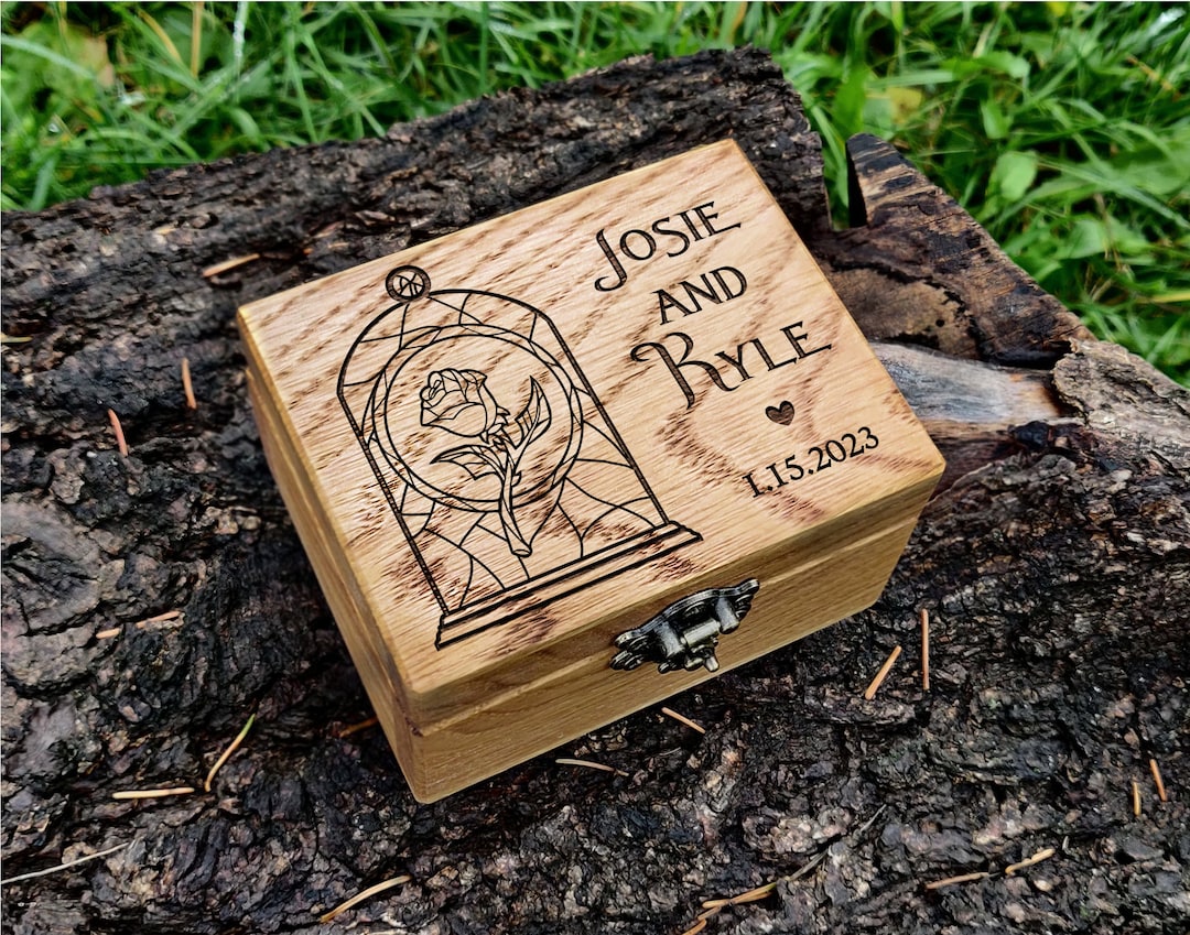 Ring Box for Wedding Ceremony, Wedding Ring Box With Glass Rose ...