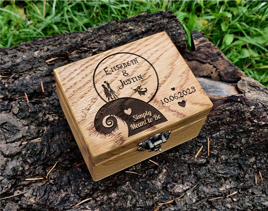 Personalized Oak Ring Box. Wedding Ring Box. Laser Engraved Ring Box ...