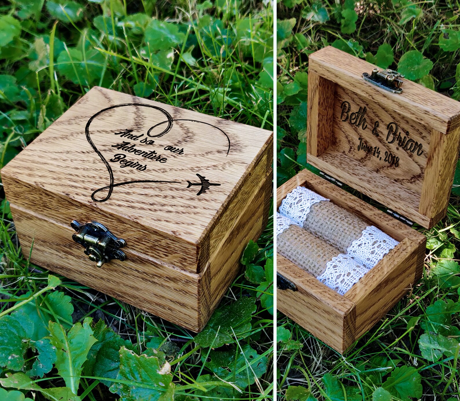 Our Adventure Begins ring box Wedding Ring Box Personalized | Etsy
