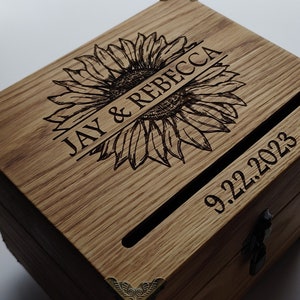 Card Box Sunflower - Rustic Wedding Card Box - Sunflower Wedding ...