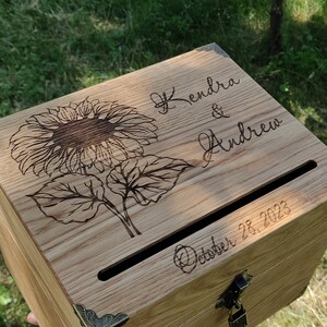 Sunflower Card Box Wedding , Rustic Wood Card Box, Large Card Box ...