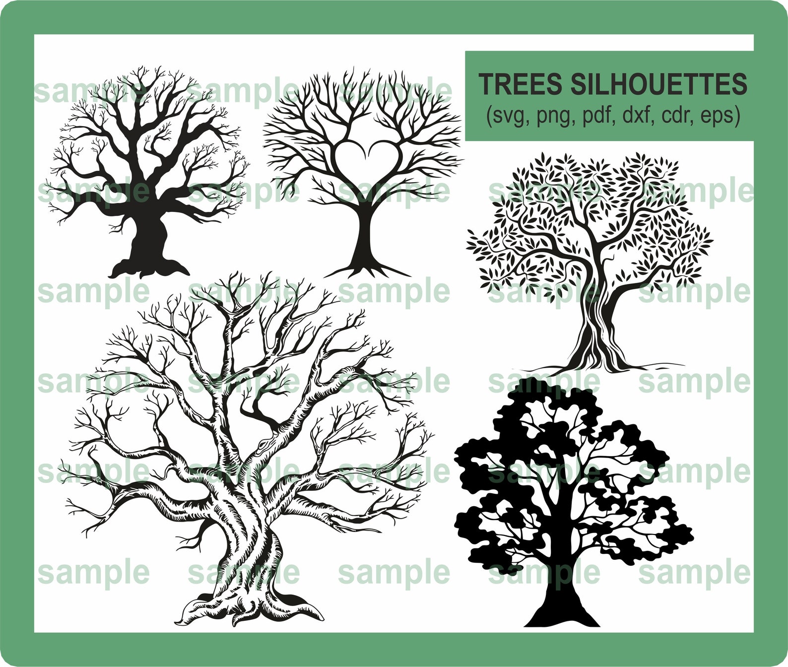 Trees Svg, Forest Svg, Oak Tree Svg, Tree Silhouette Svg, Tree Bundle ...