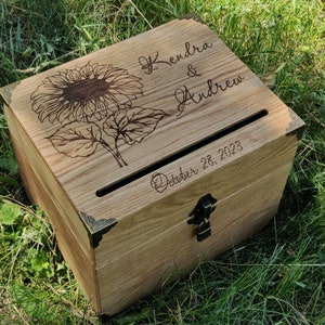 Sunflower Card Box Wedding , Rustic Wood Card Box, Large Card Box ...