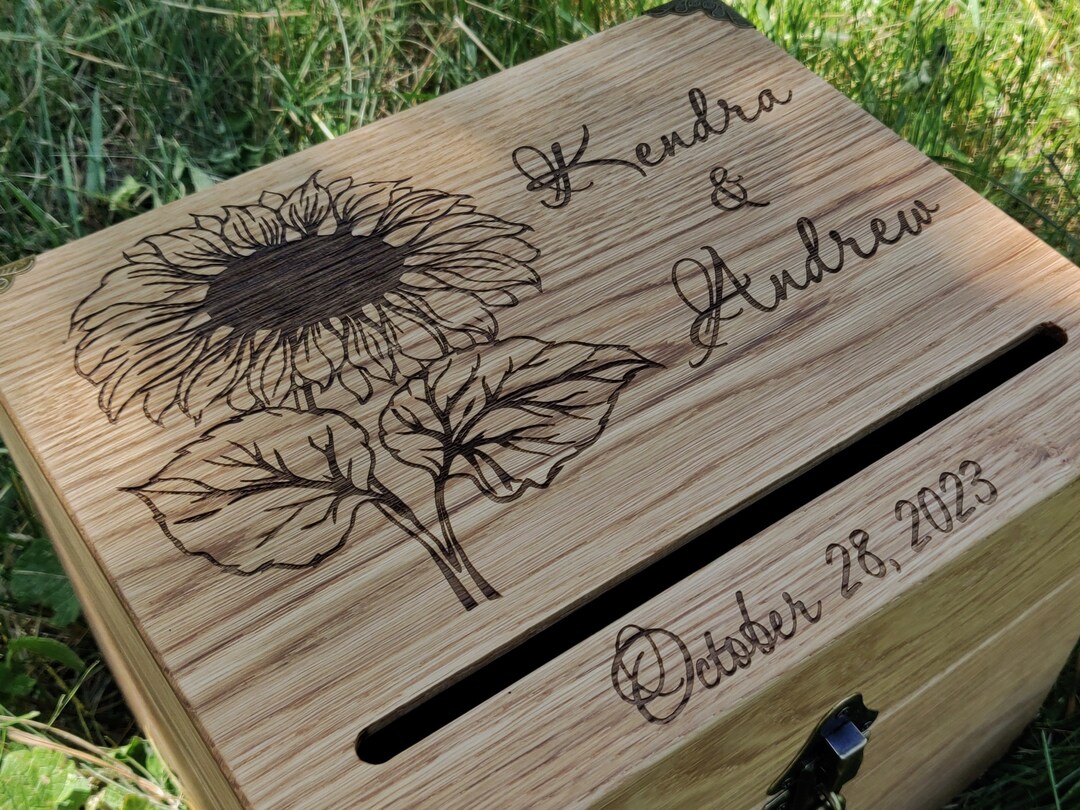 Sunflower Card Box Wedding Rustic Wood Card Box Large Card - Etsy
