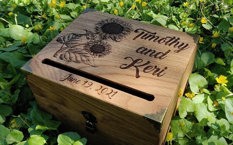 Card Box Sunflower Rustic Wedding Card Box Sunflower | Etsy