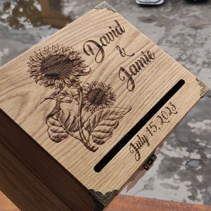 Card Box Sunflower - Rustic Wedding Card Box - Sunflower Wedding ...