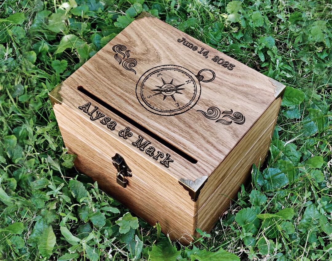 Nautical Wedding Card Box Marine Compass Card Holder Rustic - Etsy