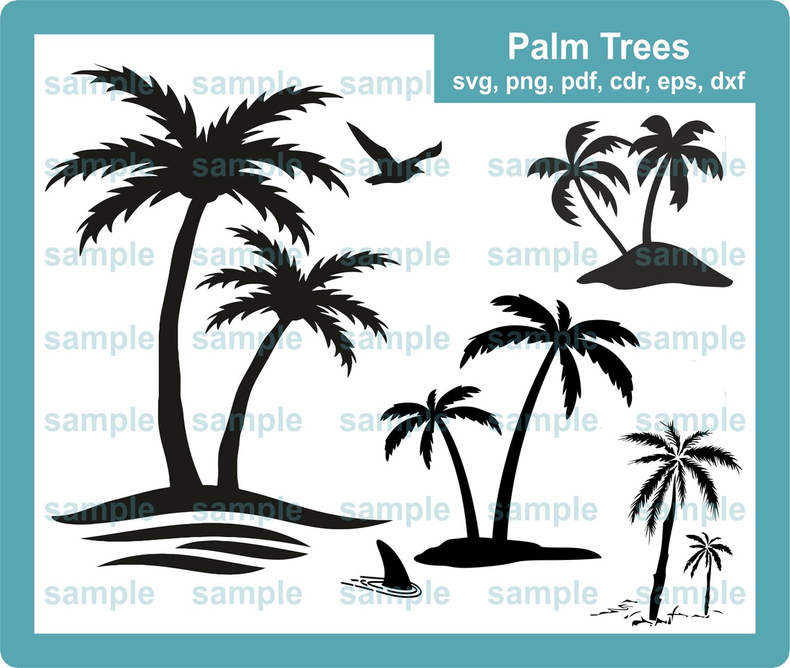 Palm Tree Svg Cdr Dxf Png Pdf Eps Palm Trees Bundle Svg - Etsy