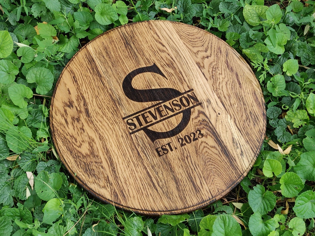 Wood Bourbon Barrel Lid With Laser Engraving, Wedding Guestbook ...
