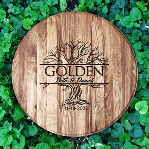 Family Tree Laser Engraved Bourbon Barrel Head, Wooden Home Decor ...