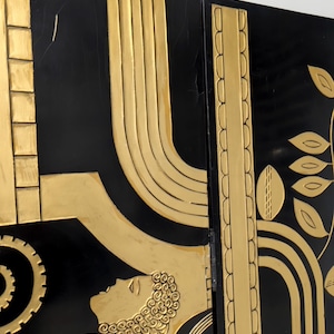 Vintage Art Deco 4 Panel Folding Screen Attributed to Paul Feher - Etsy