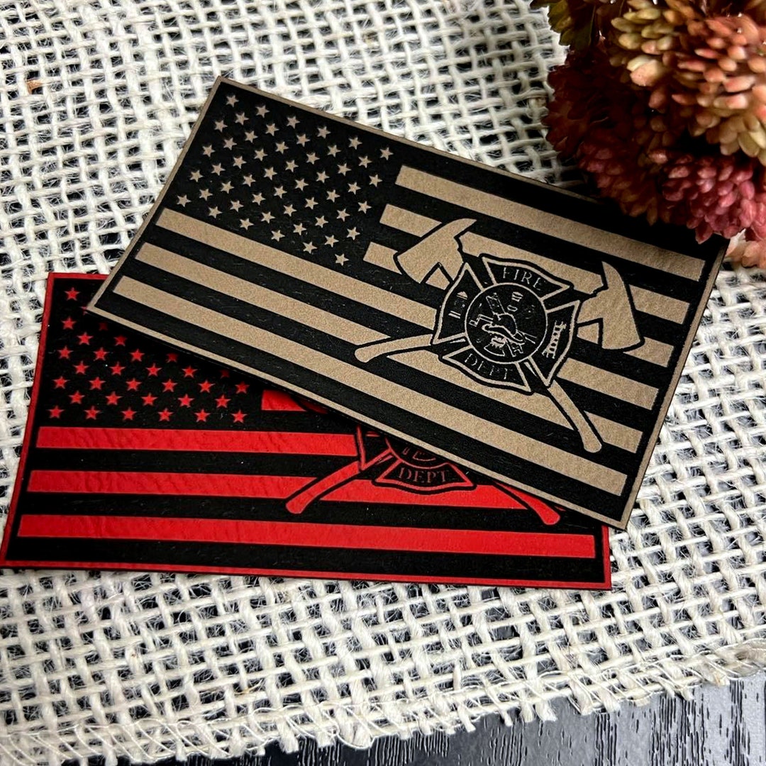 Fire Fighter Axe American Flag Patch Leatherette Vegan Leather - Etsy