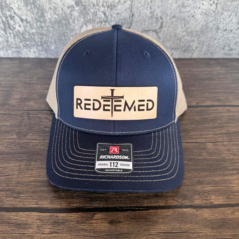 Redeemed Cross Hat – Richardson 112 Trucker Cap – Leather Patch ...