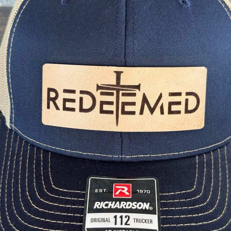 Redeemed Cross Hat – Richardson 112 Trucker Cap – Leather Patch ...