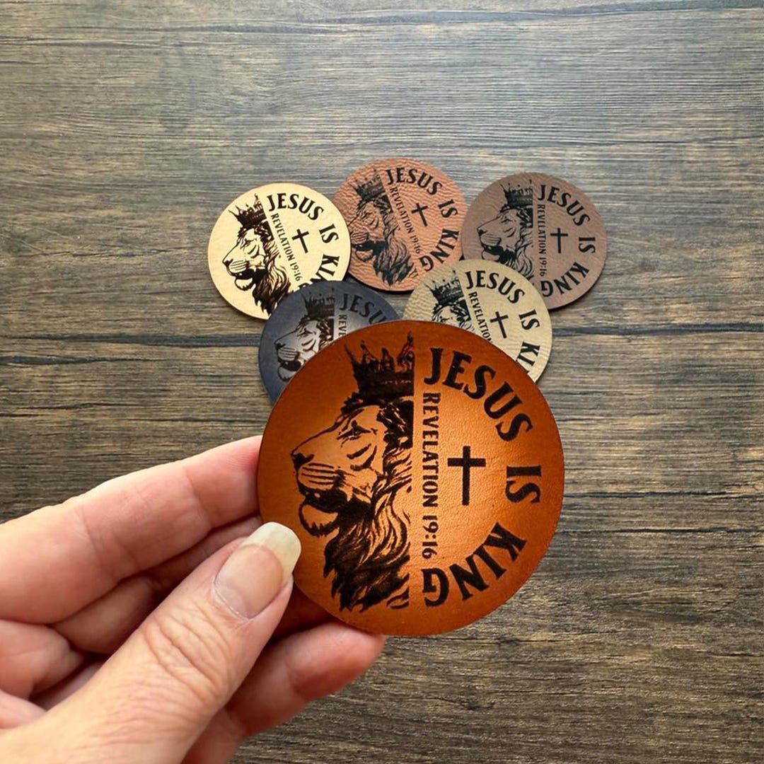 Jesus is King Patch, Lion Crown Leather Patch, Revelation 19:16 ...