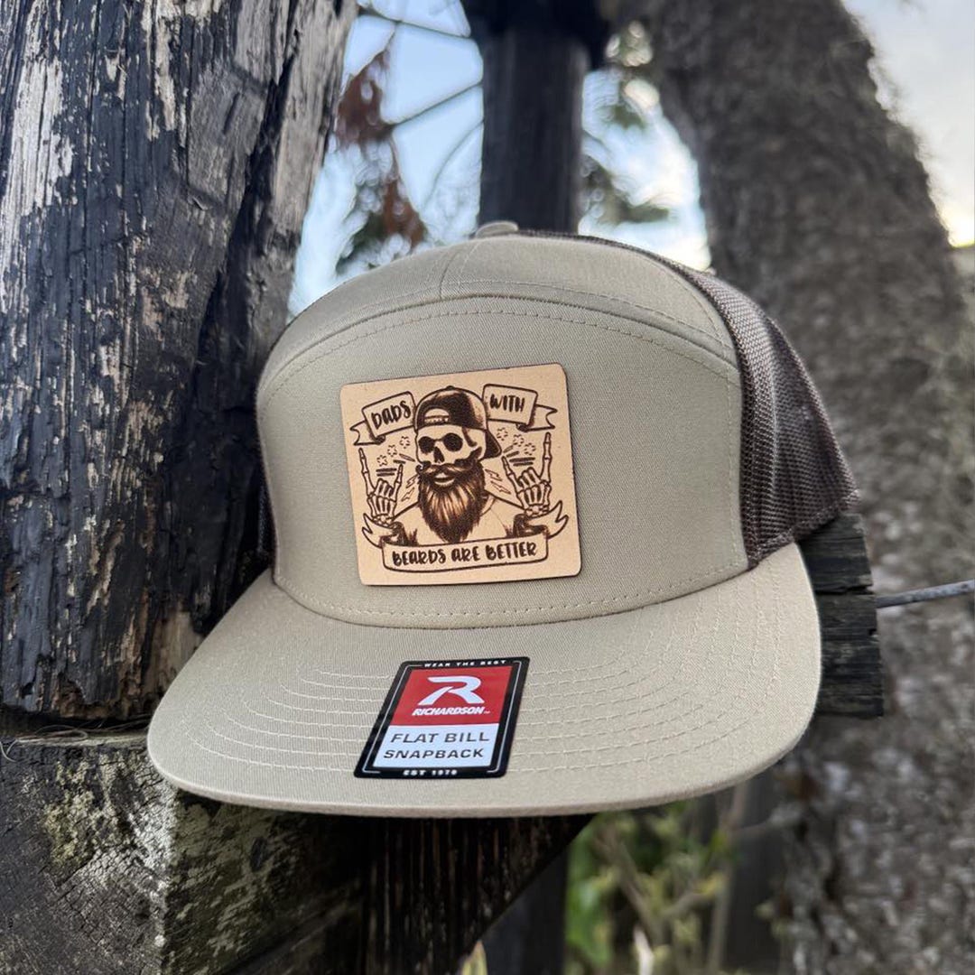 Dads With Beards Hat, Leather Patch Dad Hat, Richardson 168 Flat Bill ...