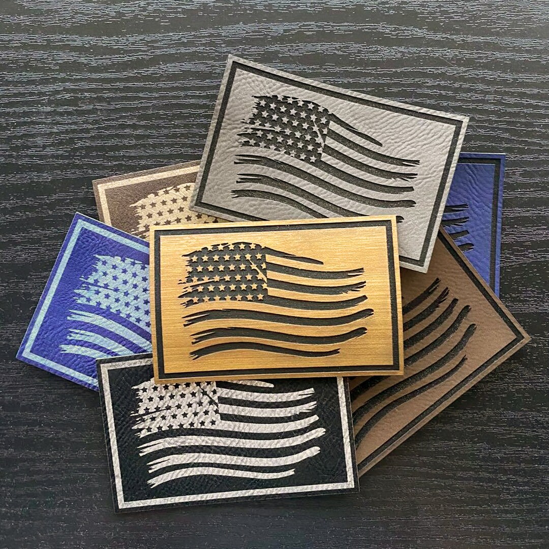 American Flag Vegan Leather Patch - Etsy