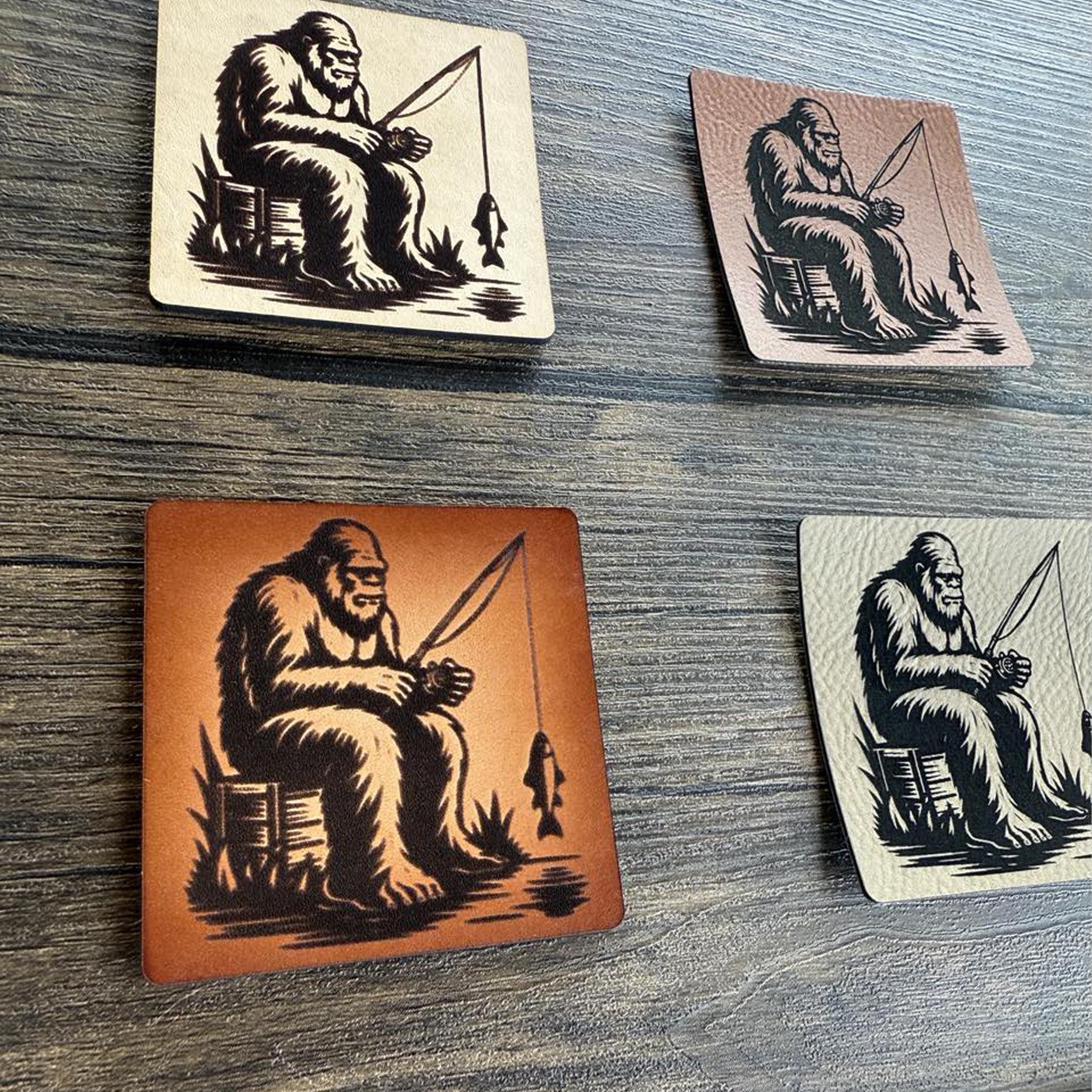 Sasquatch Fishing Leather Patch - Choose Your Color - Etsy