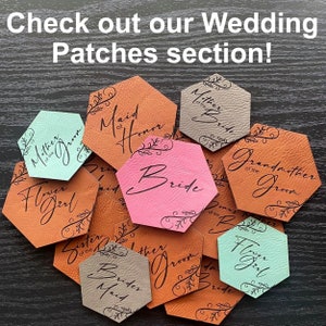 Custom Last Name Patch for Bride - Leatherette Vegan Leather - Adhesive ...