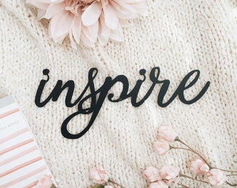 12 X 9 Inch 'INSPIRE' Metal Steel Wall Art Ornament Craft Sign Vintage ...