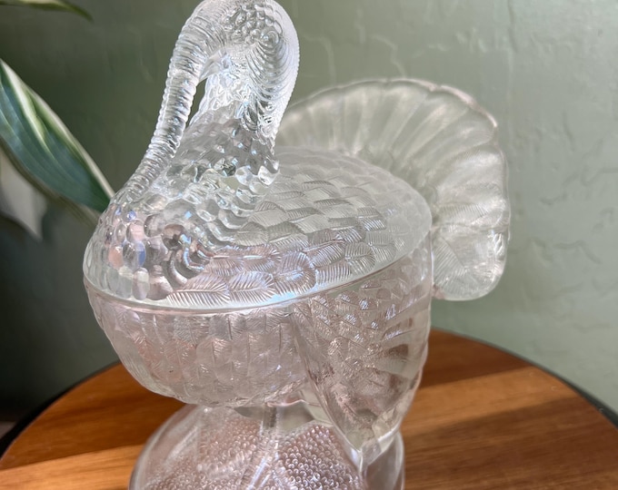 Vintage LE Smith Clear Glass Turkey Shaped Lidded Candy Dish - Etsy