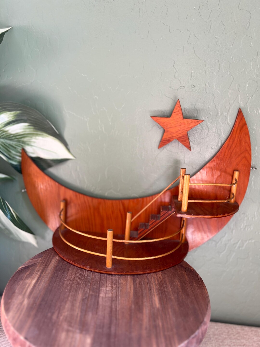 Handmade Wooden Crescent Moon Stairs Stairway Wall Shelf - Etsy