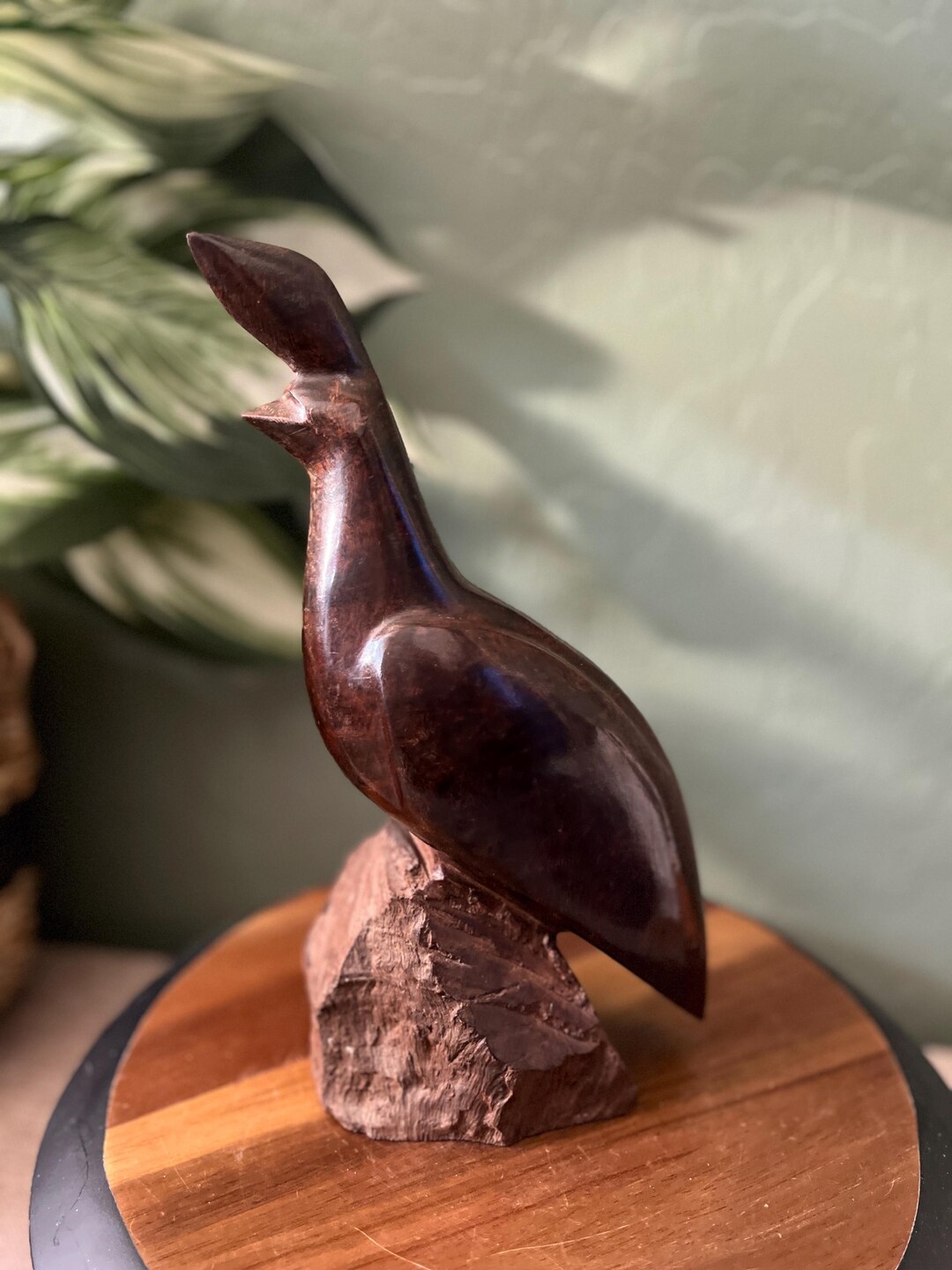 VTG MCM Large Ironwood Quail Sculpture on Block Wood 10"h Hand Carved ...