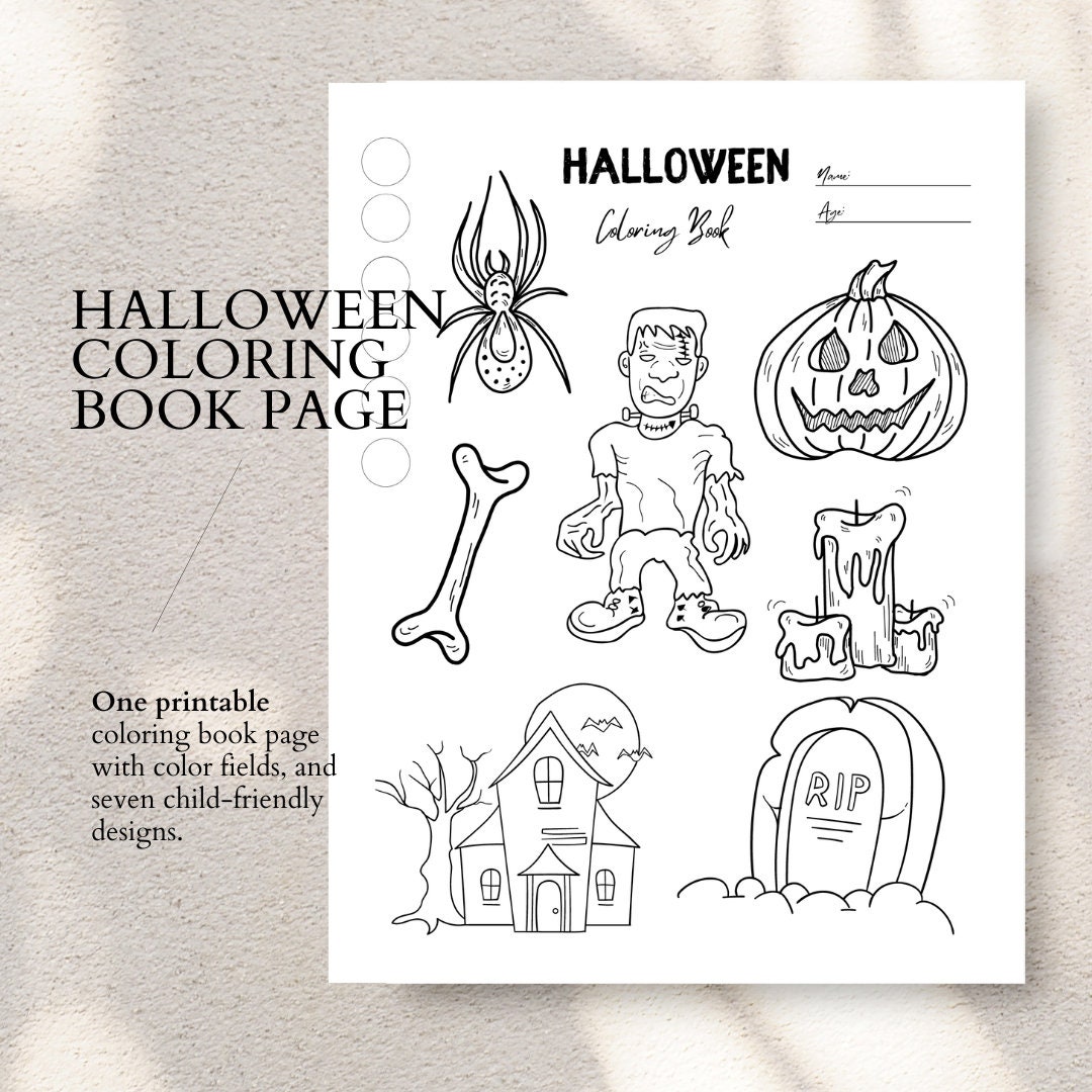 Halloween Themed Coloring Book for Kids | Printable Coloring Book ...