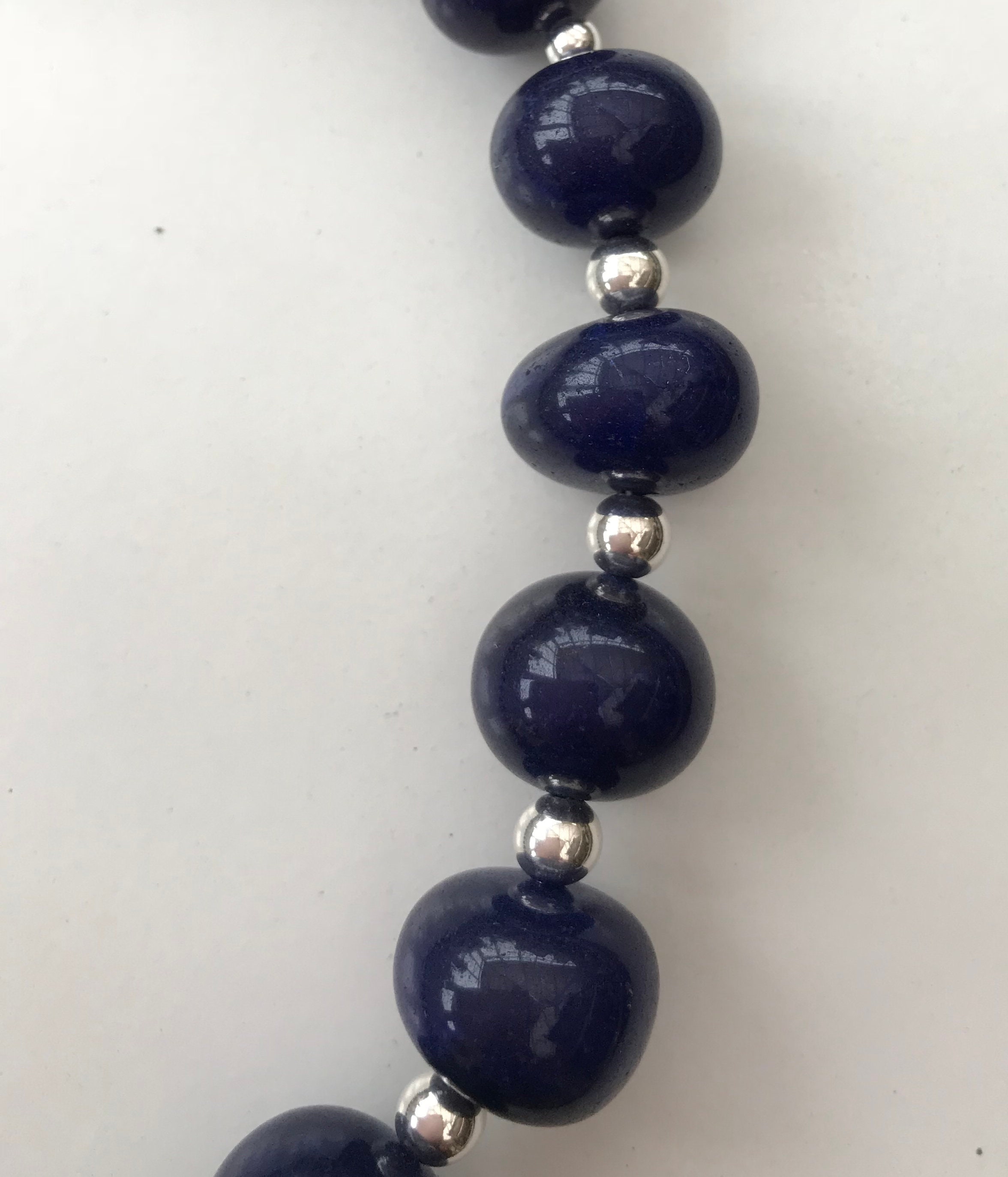 Sapphire and Silver Bead Necklace - Etsy