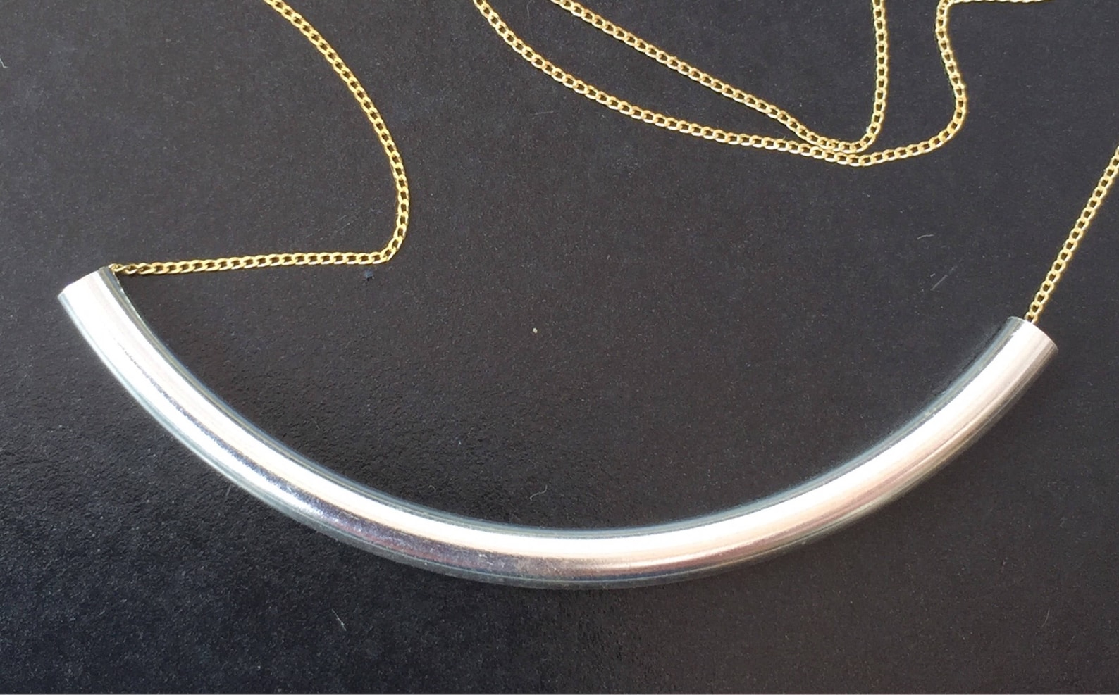 2 Tone Necklace. 9ct Gold Chain With Sterling Silver Tube - Etsy