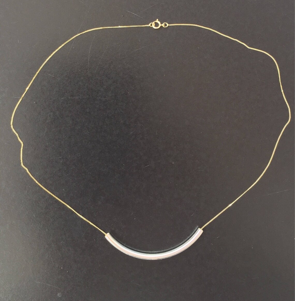 2 Tone Necklace. 9ct Gold Chain With Sterling Silver Tube - Etsy