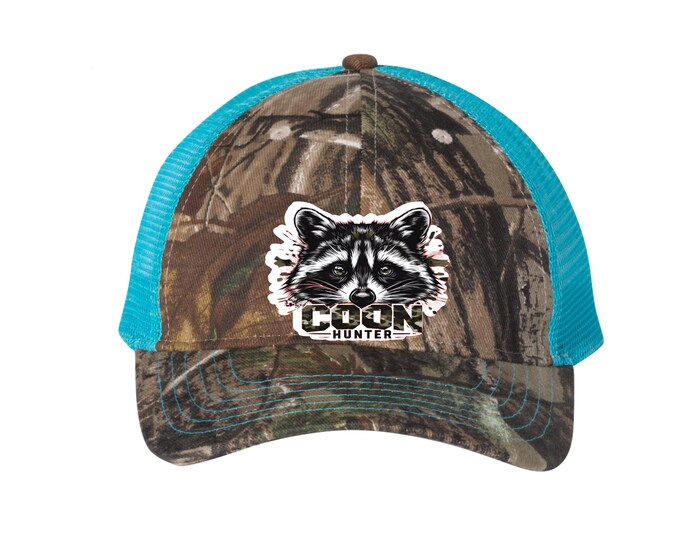 Cap Hat Camo Front Blue Mesh Back Hound Hunt Size Adjustable Coon ...