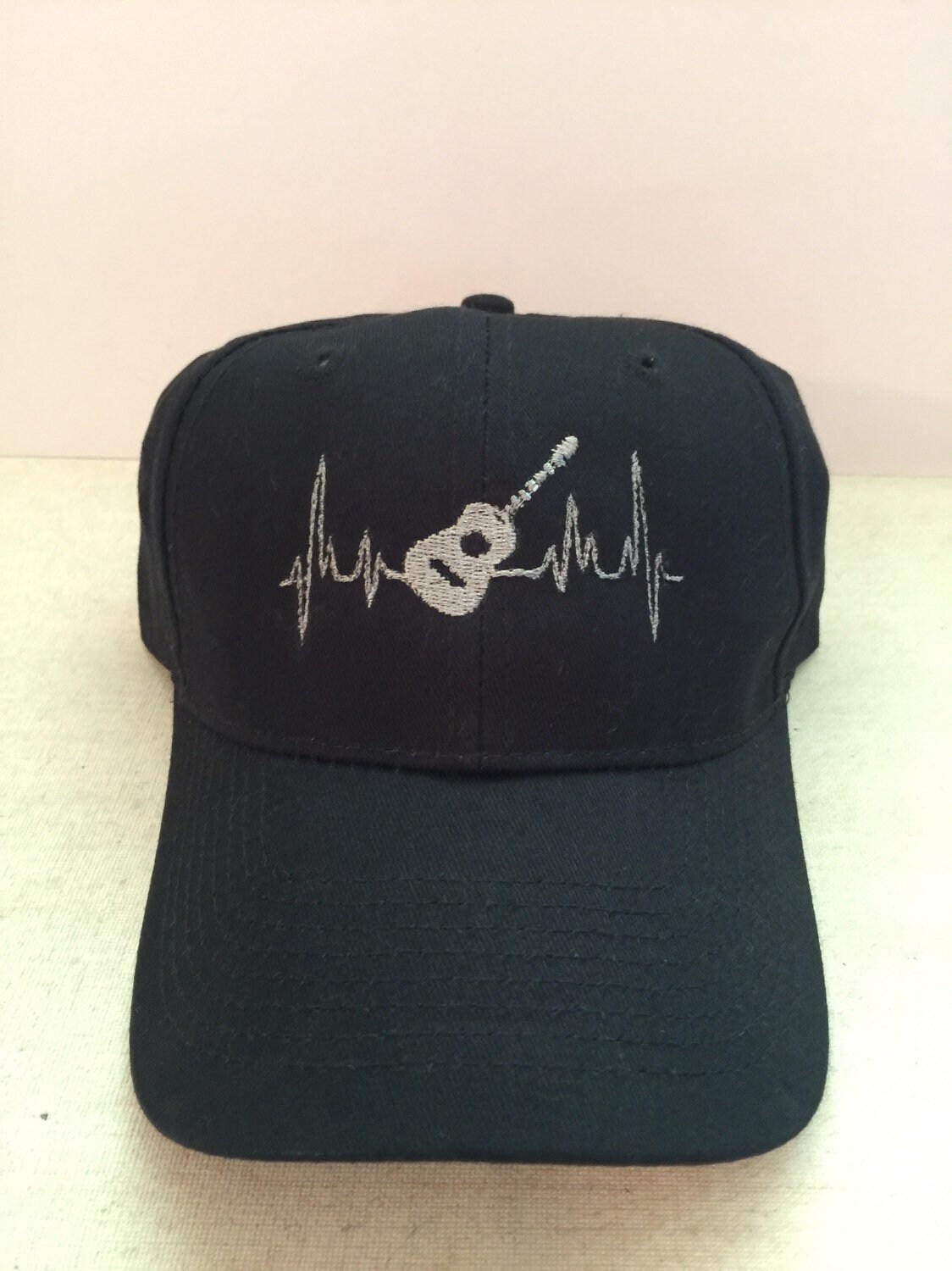 Custom Embroidered Guitar Heartbeat Cap - Etsy
