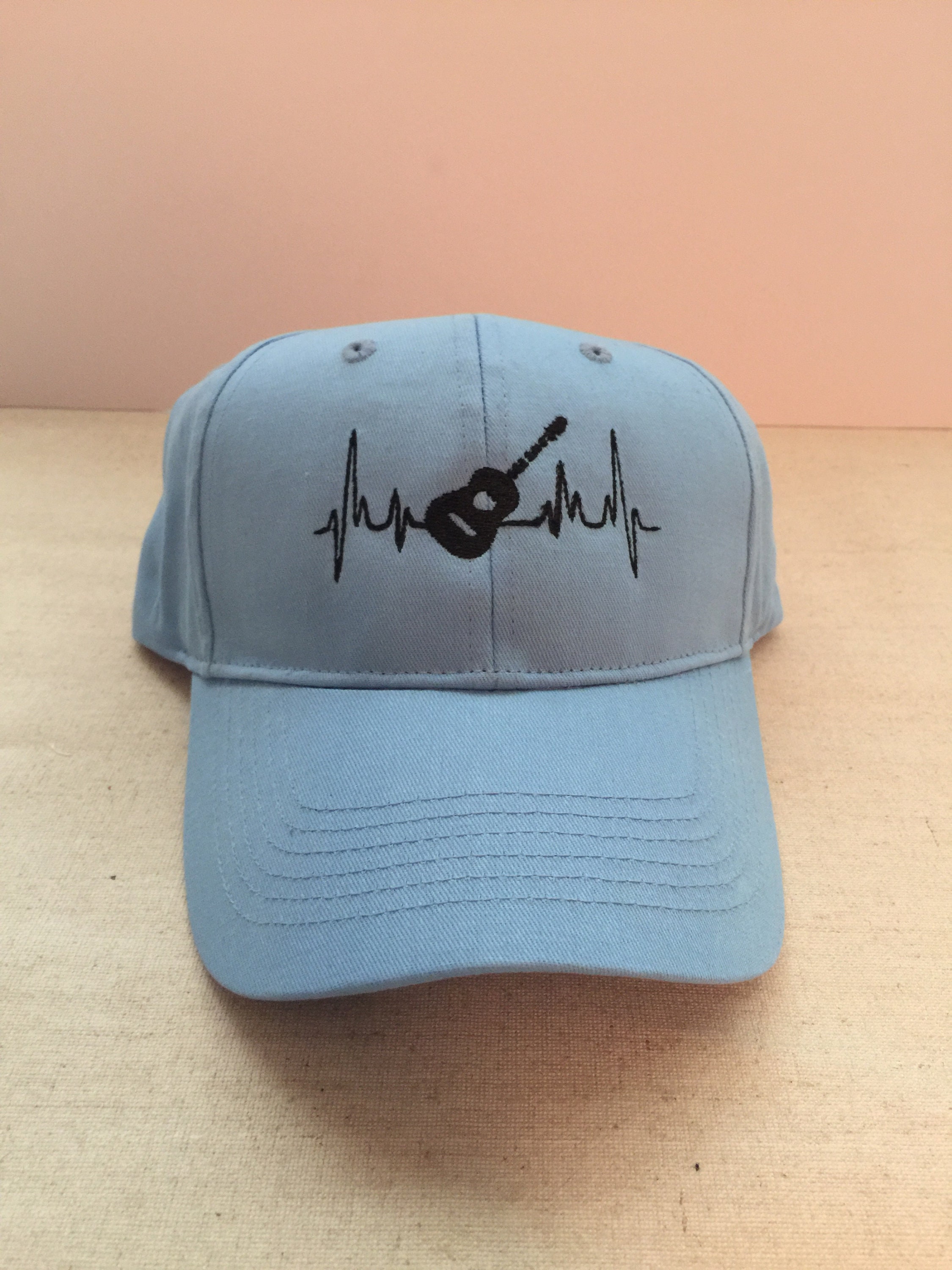 Custom Embroidered Guitar Heartbeat Cap - Etsy