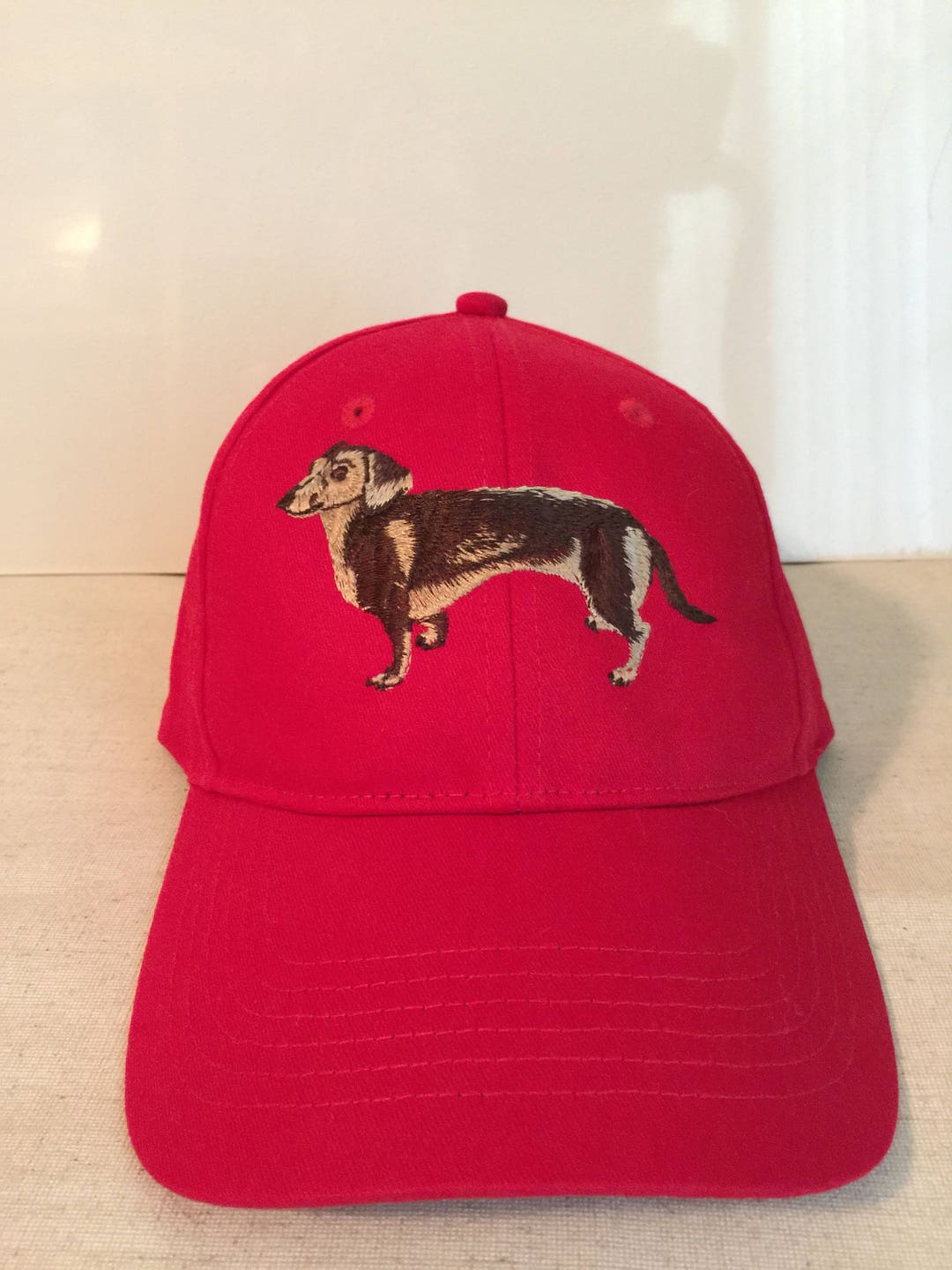 Embroidered Dachshund Cap-red - Etsy