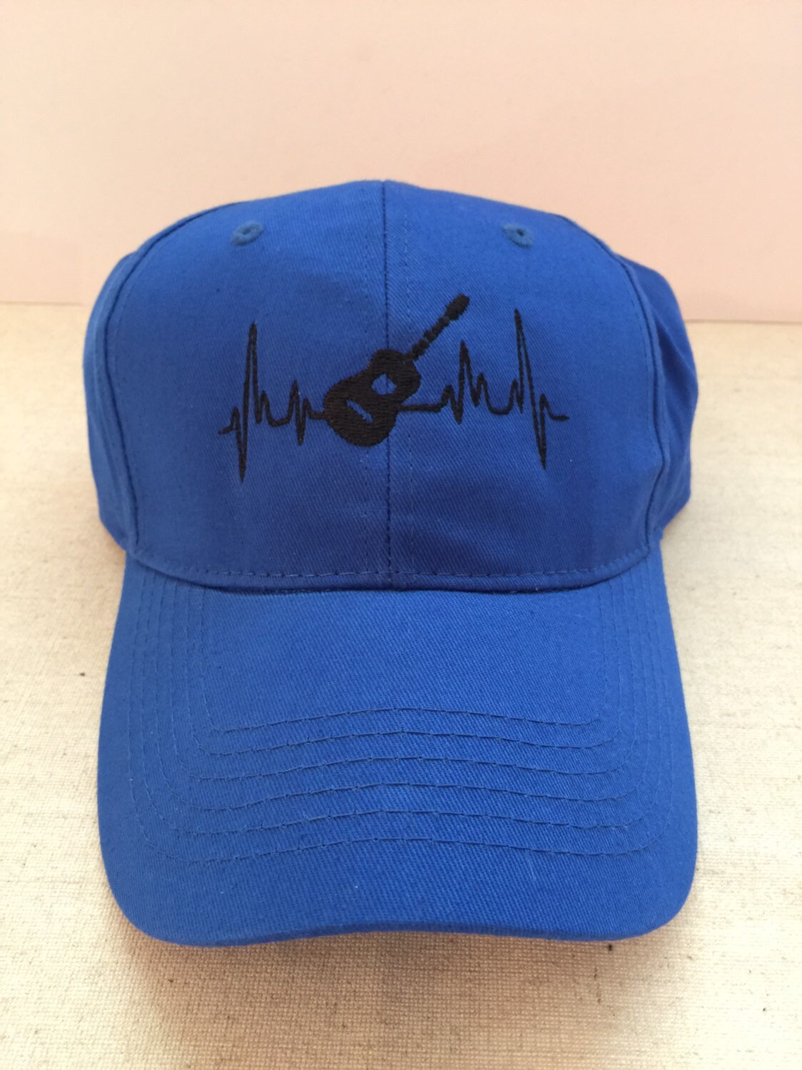 Custom Embroidered Guitar Heartbeat Cap - Etsy