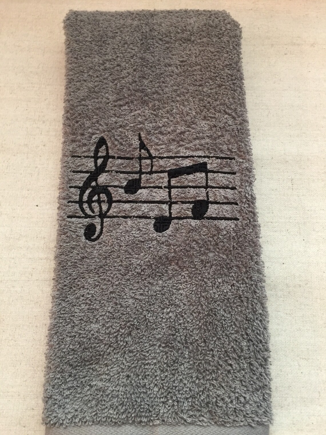 Custom Embroidered Music Notes Hand Towel | Etsy