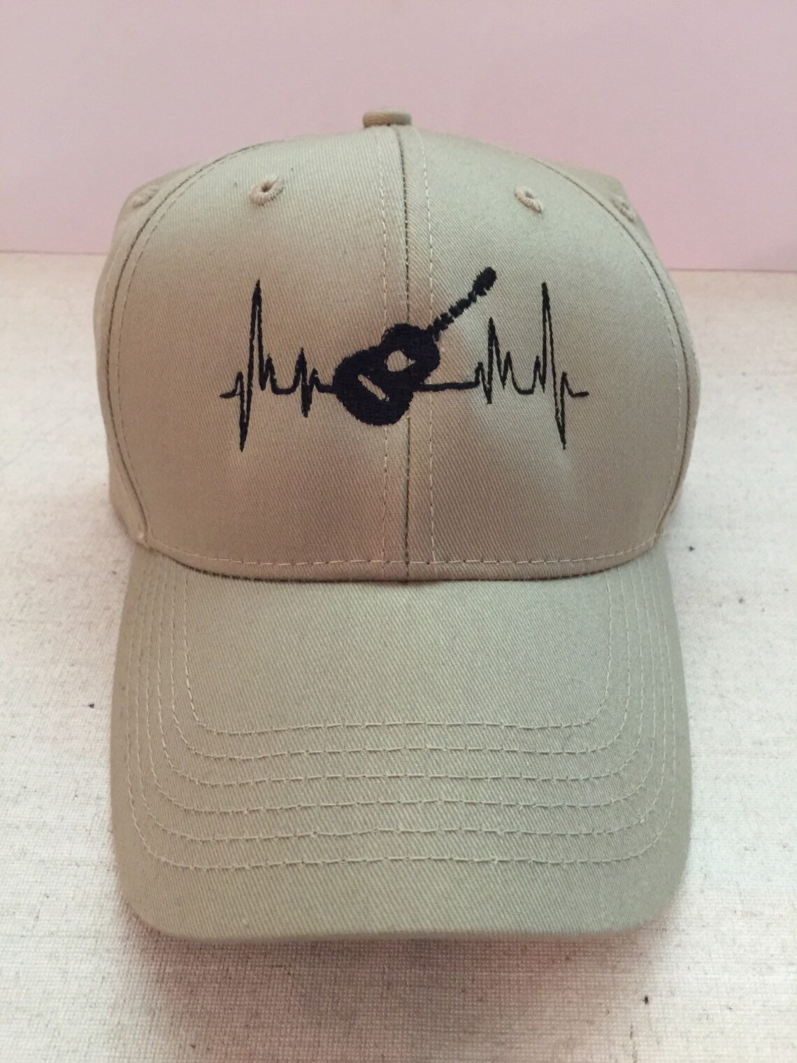 Custom Embroidered Guitar Heartbeat Cap - Etsy