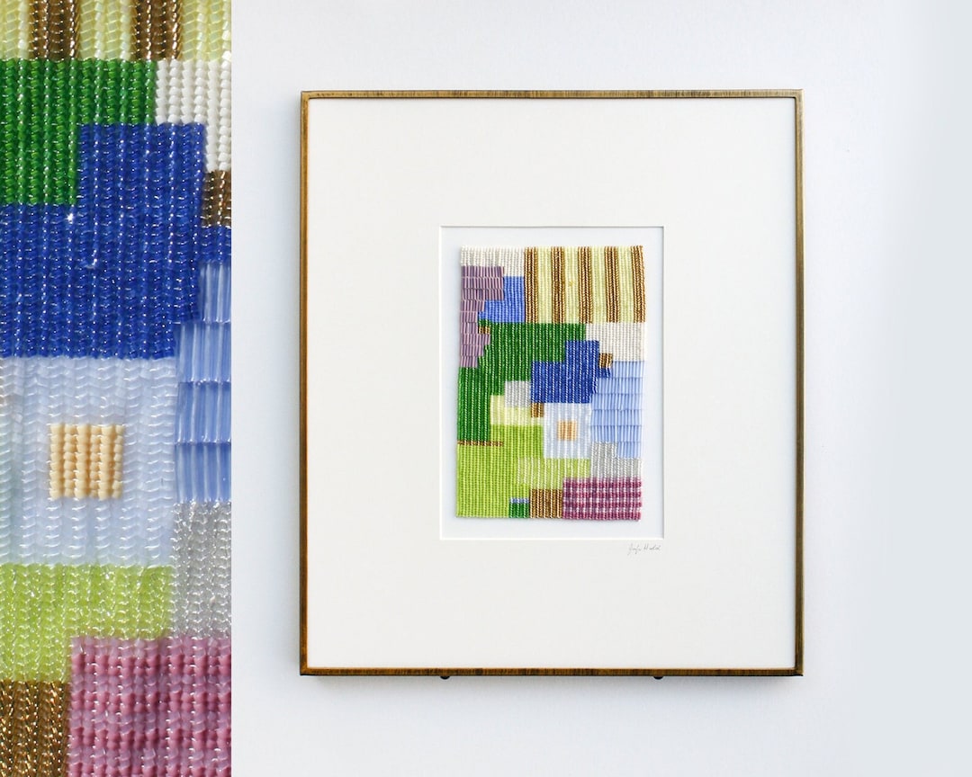 Framed Intricate Beaded Wall Art Piece / Original Modern Beadwork ...