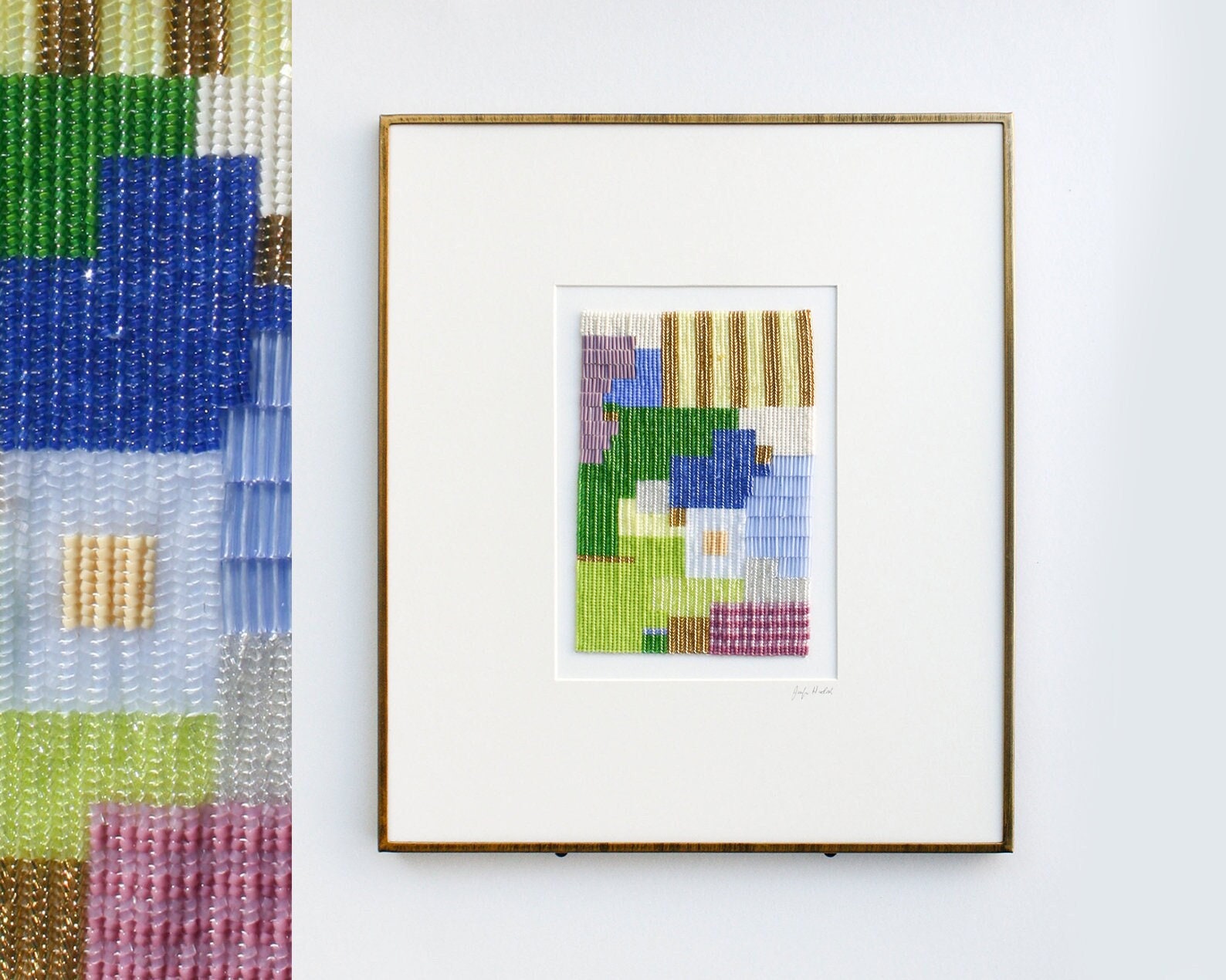 Framed Intricate Beaded Wall Art Piece / Original Modern Beadwork ...