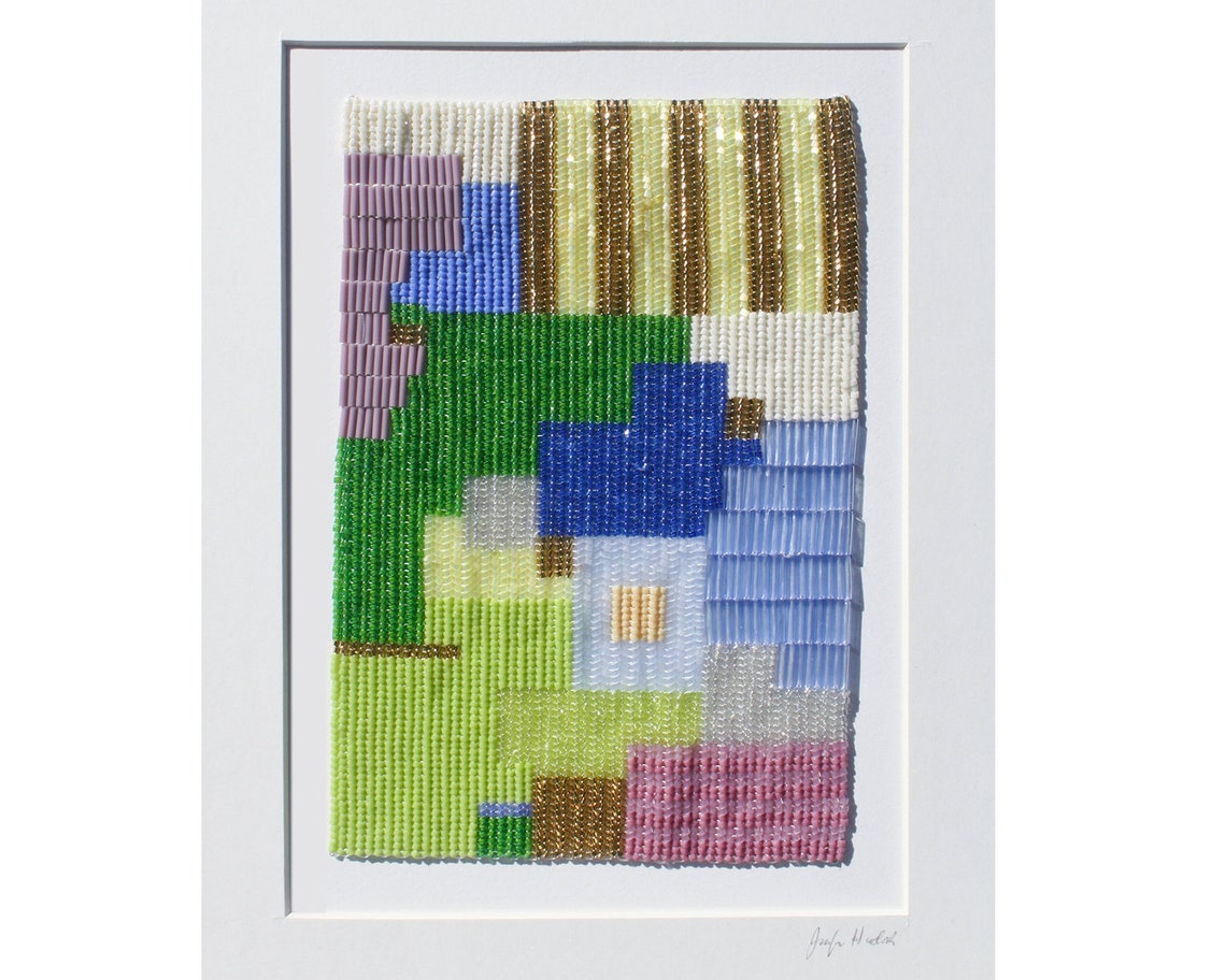 Framed Intricate Beaded Wall Art Piece / Original Modern Beadwork ...