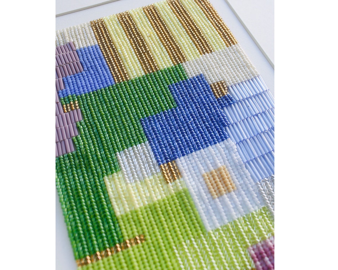 Framed Intricate Beaded Wall Art Piece / Original Modern Beadwork ...