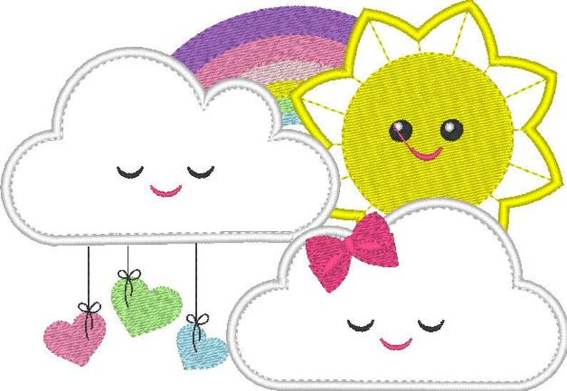 Cloud Rainbow Sun Embroidery Design Machine Embroidery - Etsy