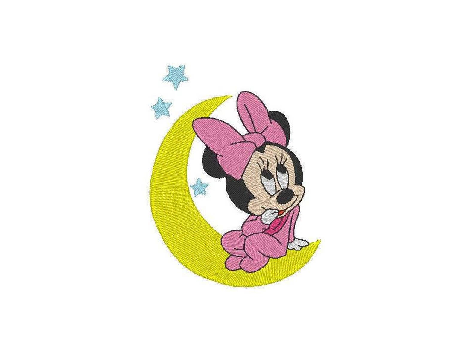 Baby Minnie Mouse Moon Stars Embroidery Design - Machine Embroidery ...