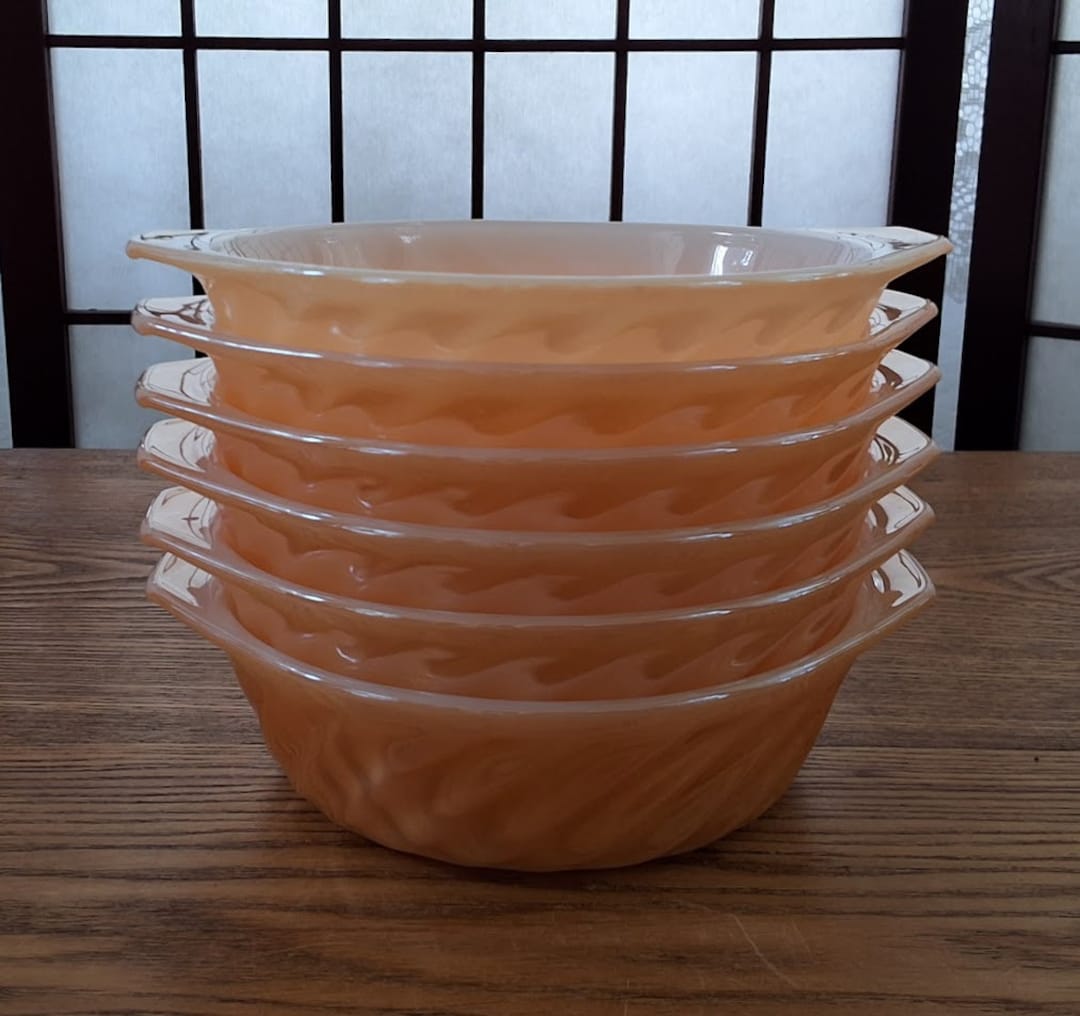 Vintage Made in U.S.A. Anchor Hocking Fire-king Set of Six (6) Peach ...